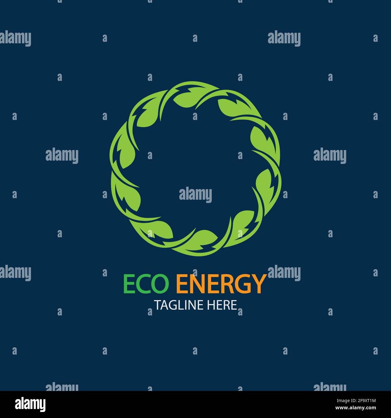 Eco Energy Vector Logo with leaf symbol. Green color with flash or ...