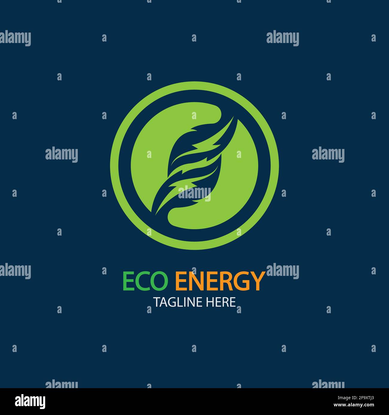Eco Energy Vector Logo with leaf symbol. Green color with flash or ...