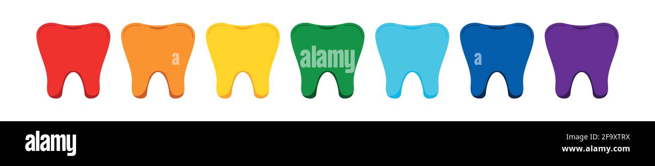 Tooth with rainbow color in a row Stock Vector Image & Art - Alamy