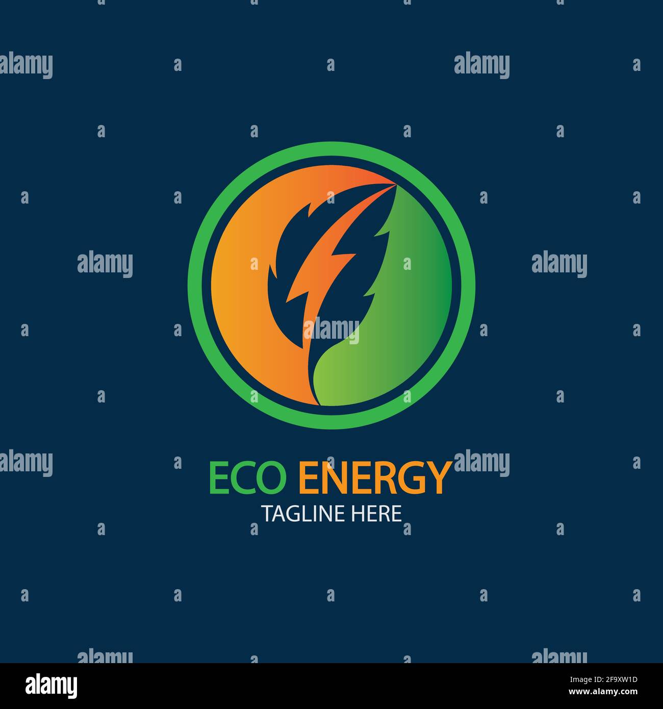 Eco Energy Vector Logo with leaf symbol. Green color with flash or ...