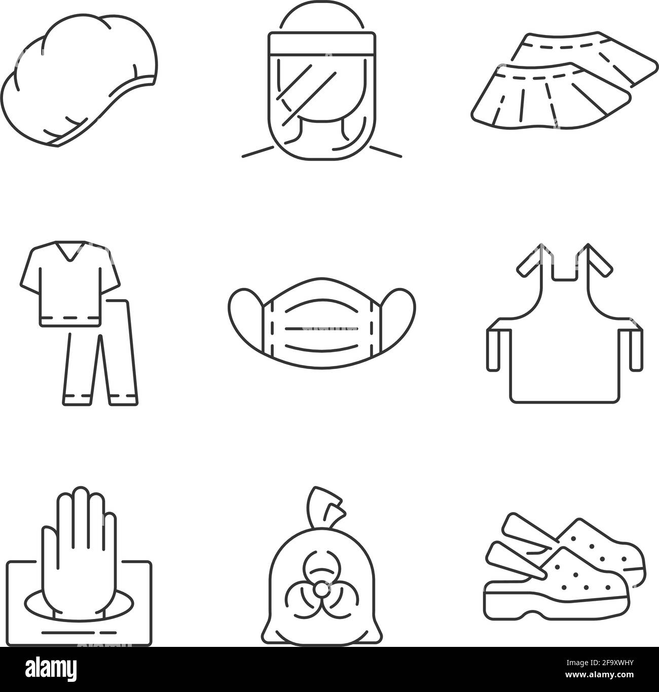 Disposable medical uniform linear icons set Stock Vector Image & Art ...