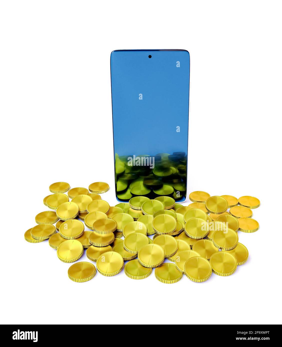 3D illustration of cell phone and money concept isolated on white Stock ...