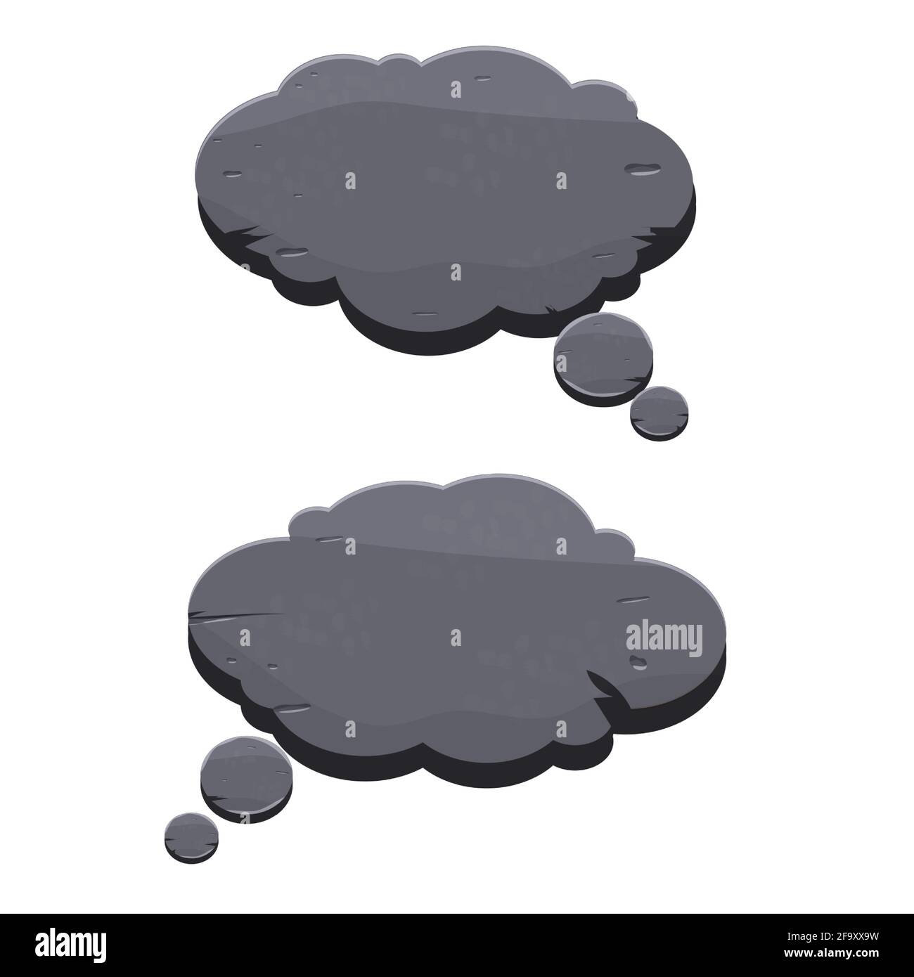 Set stone banners, bubbles in cartoon style with place for text for ...