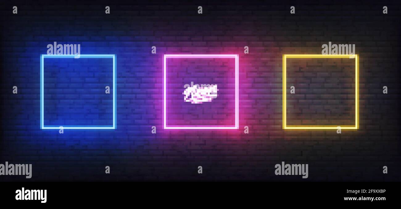 Frames neon set. Set of colorful glowing rectangle border templates ...