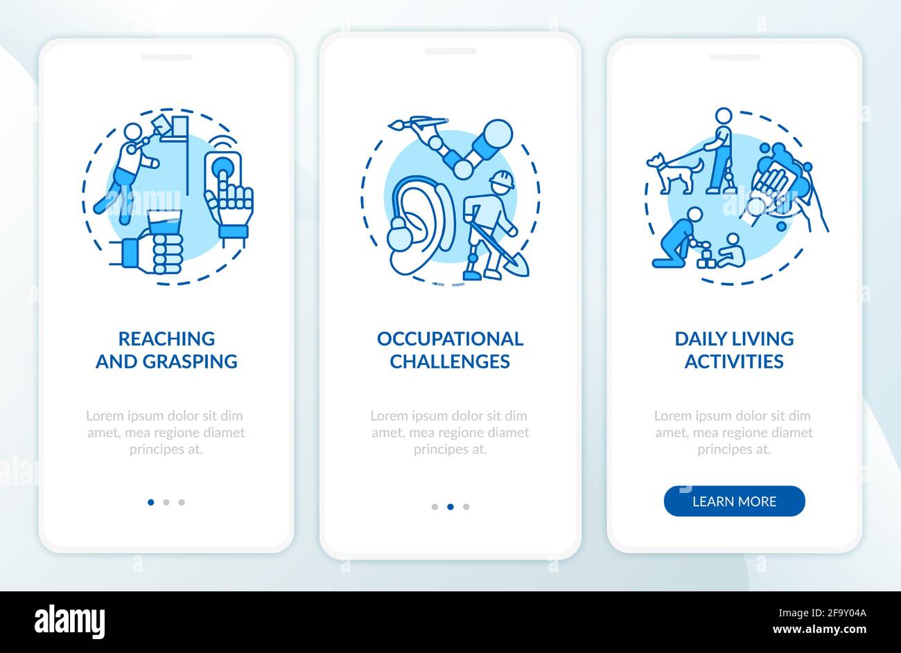 Upper limb prostheses tasks onboarding mobile app page screen with concepts Stock Vector Image ...