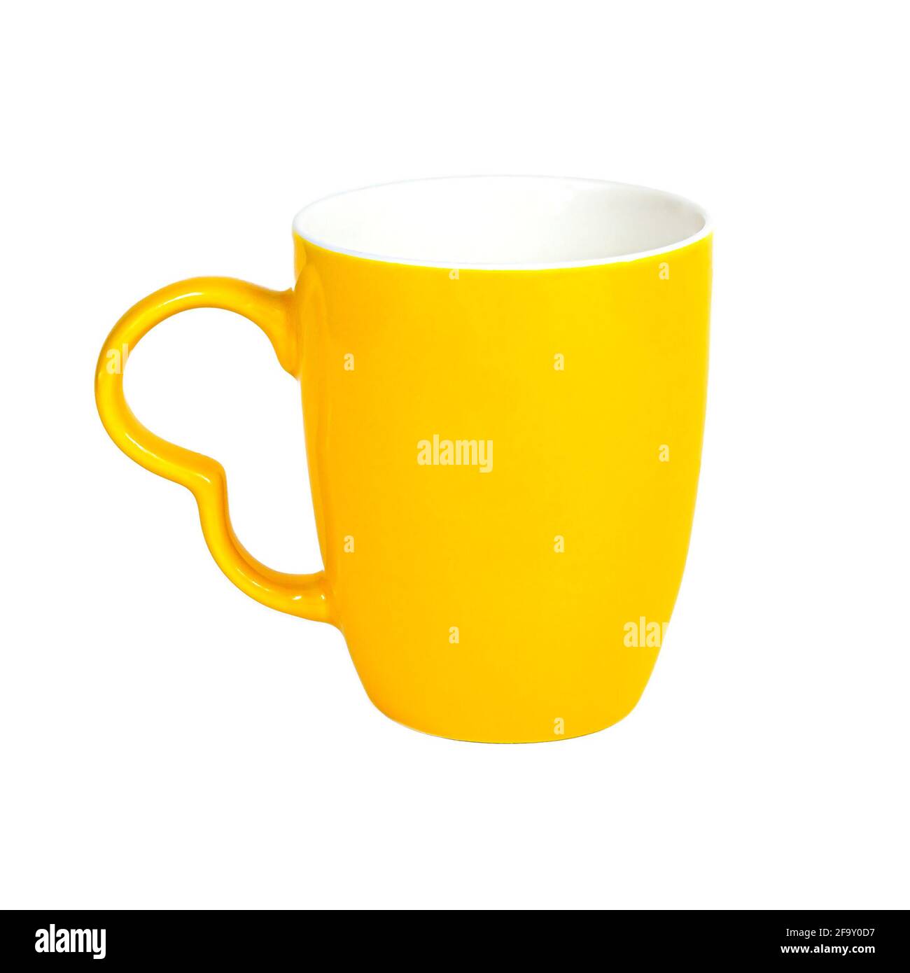 Bright yellow mug isolated on white background Stock Photo - Alamy