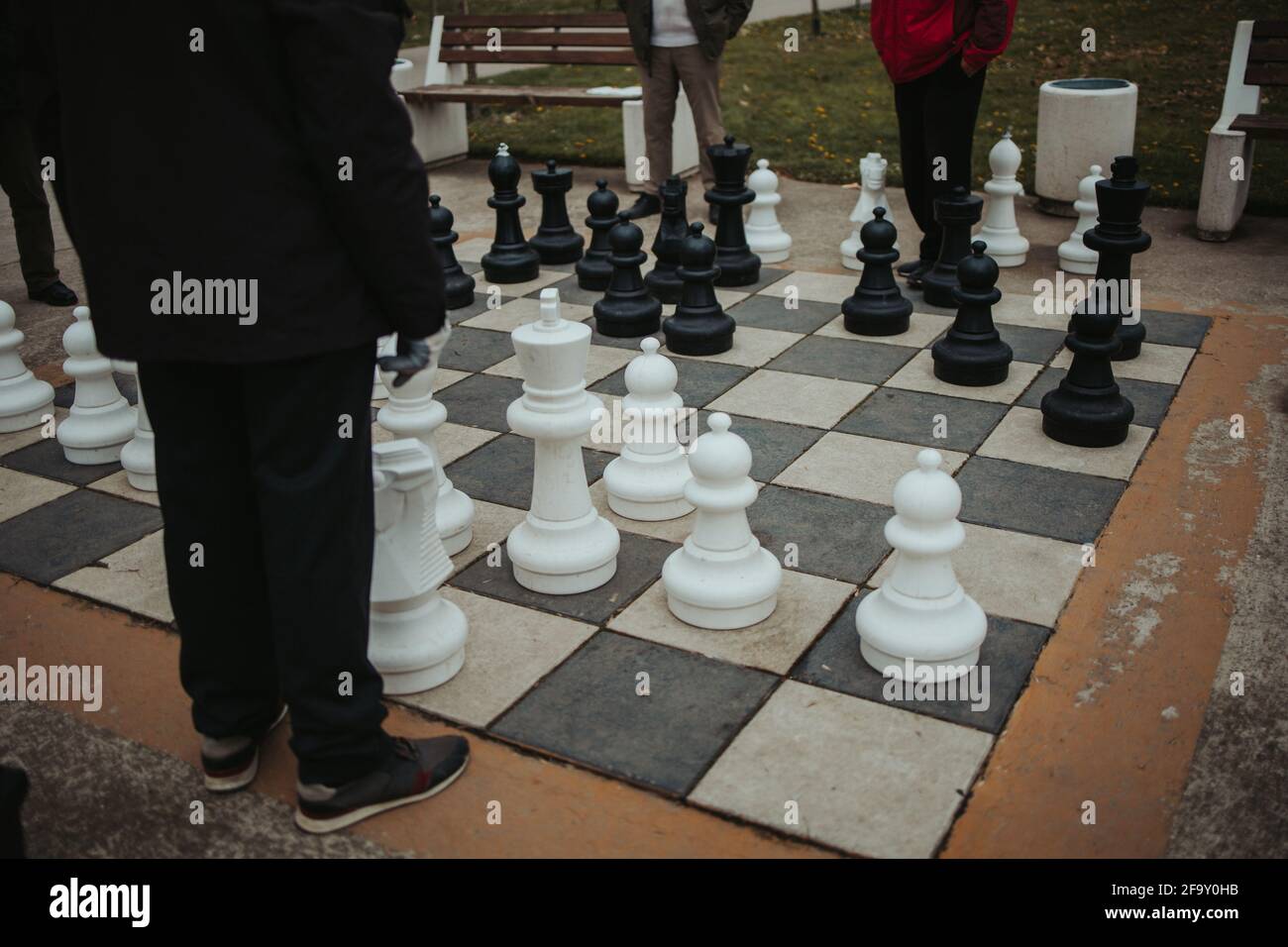 Beautiful view of a giant size chess game in the street Stock Photo - Alamy