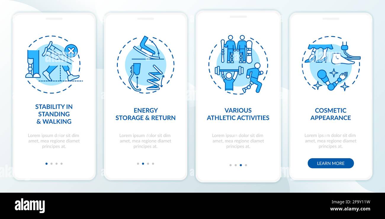 Lower limb prostheses tasks onboarding mobile app page screen with concepts Stock Vector Image ...