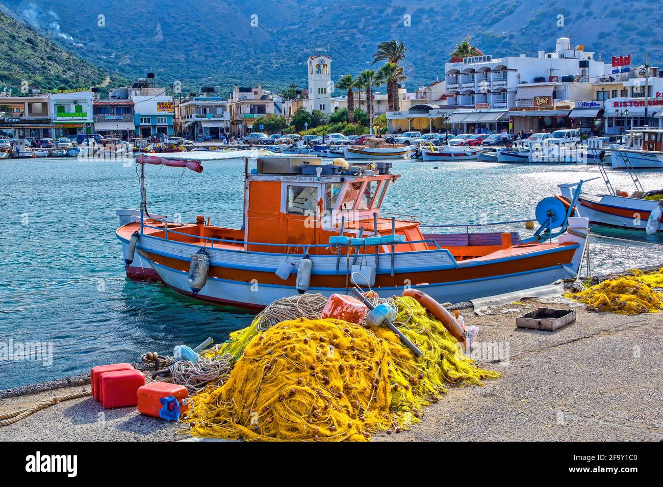 Harbour of Elounda in Eastern Crete Stock Photo - Alamy
