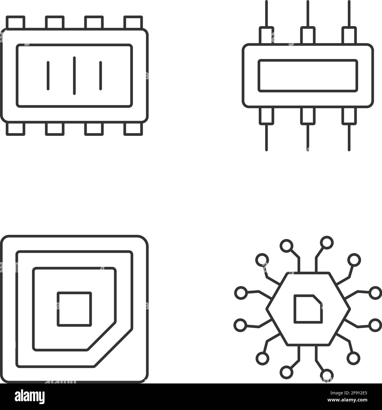 Microcircuits linear icons set Stock Vector Image & Art - Alamy