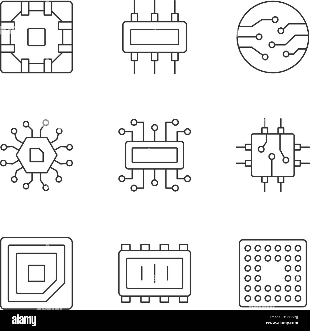 Microcircuits linear icons set Stock Vector Image & Art - Alamy