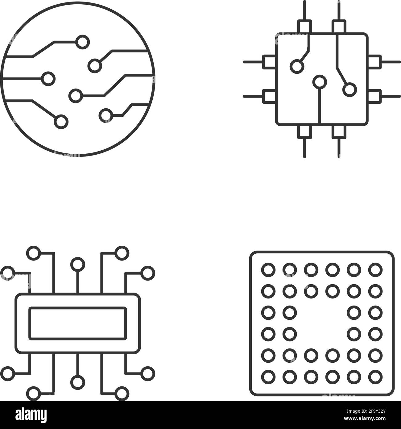 Microcircuits linear icons set Stock Vector Image & Art - Alamy