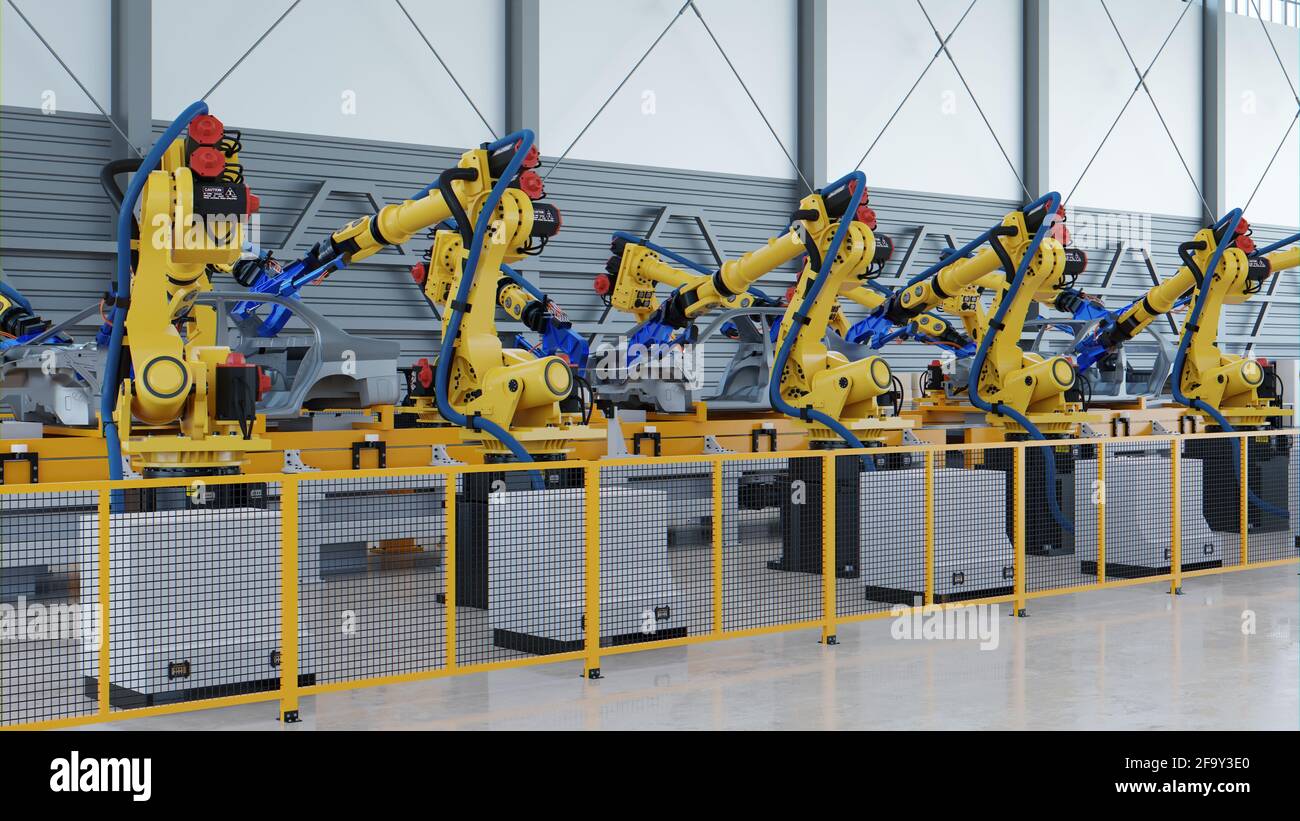 Robotic automotive assembly in factory.3D Rendering Stock Photo - Alamy