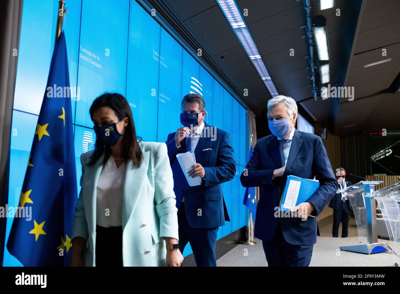 Press conference after EU ministers of European Affairs hold an ...