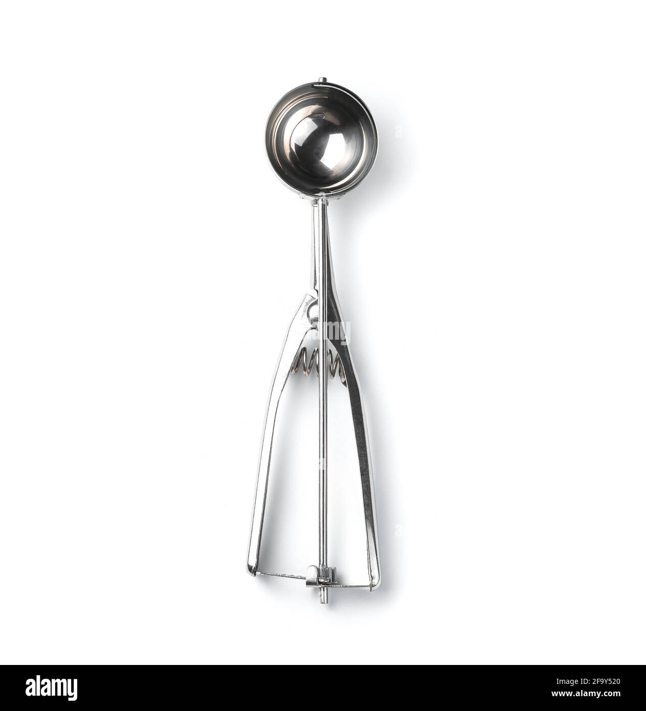 Ice cream spoon isolated on a white background. Top view Stock Photo ...