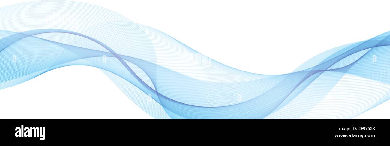 Abstract blue wavy lines on white background - Vector illustration ...