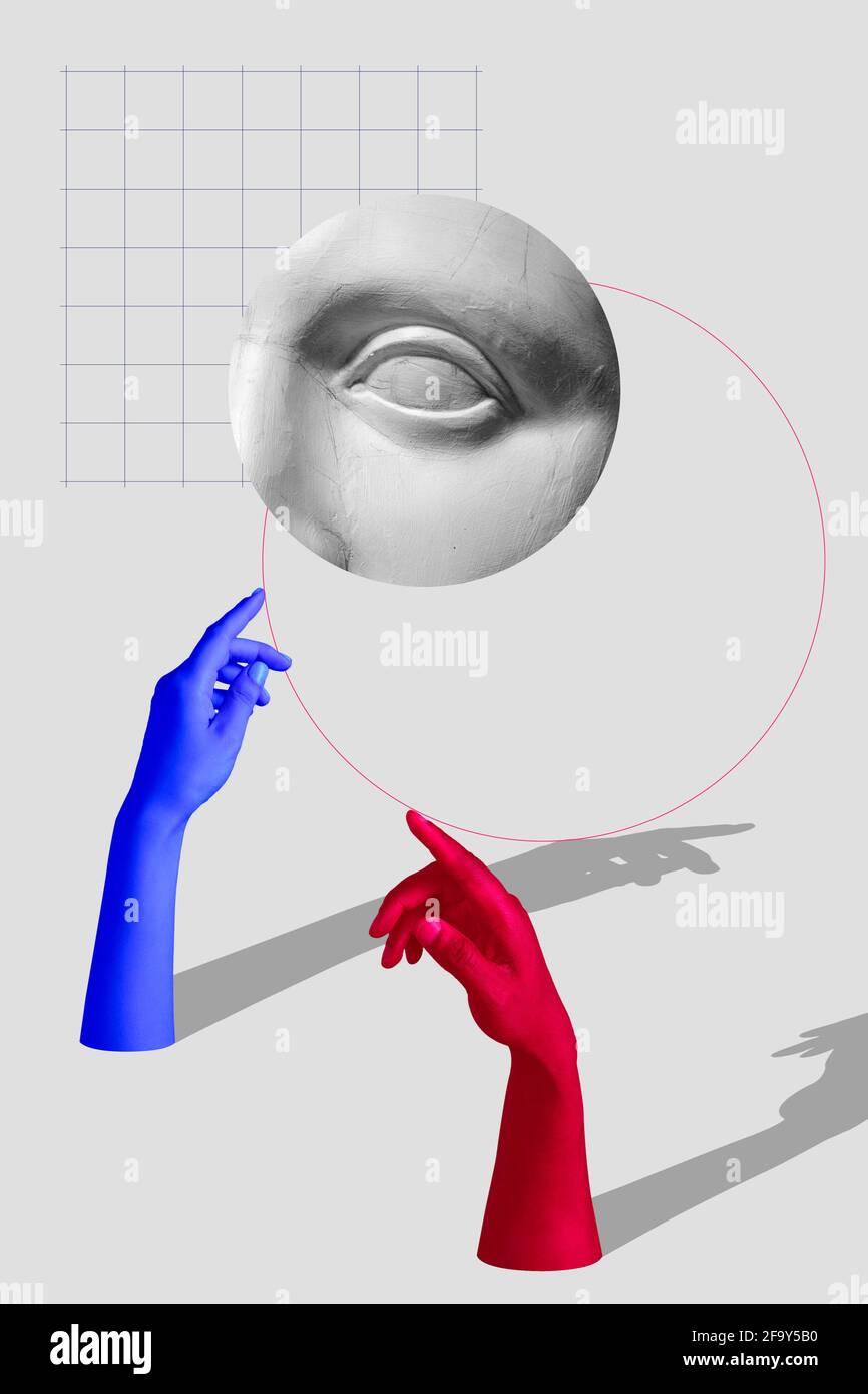 Contemporary art collage with ancient marble statue. Surrealism ...
