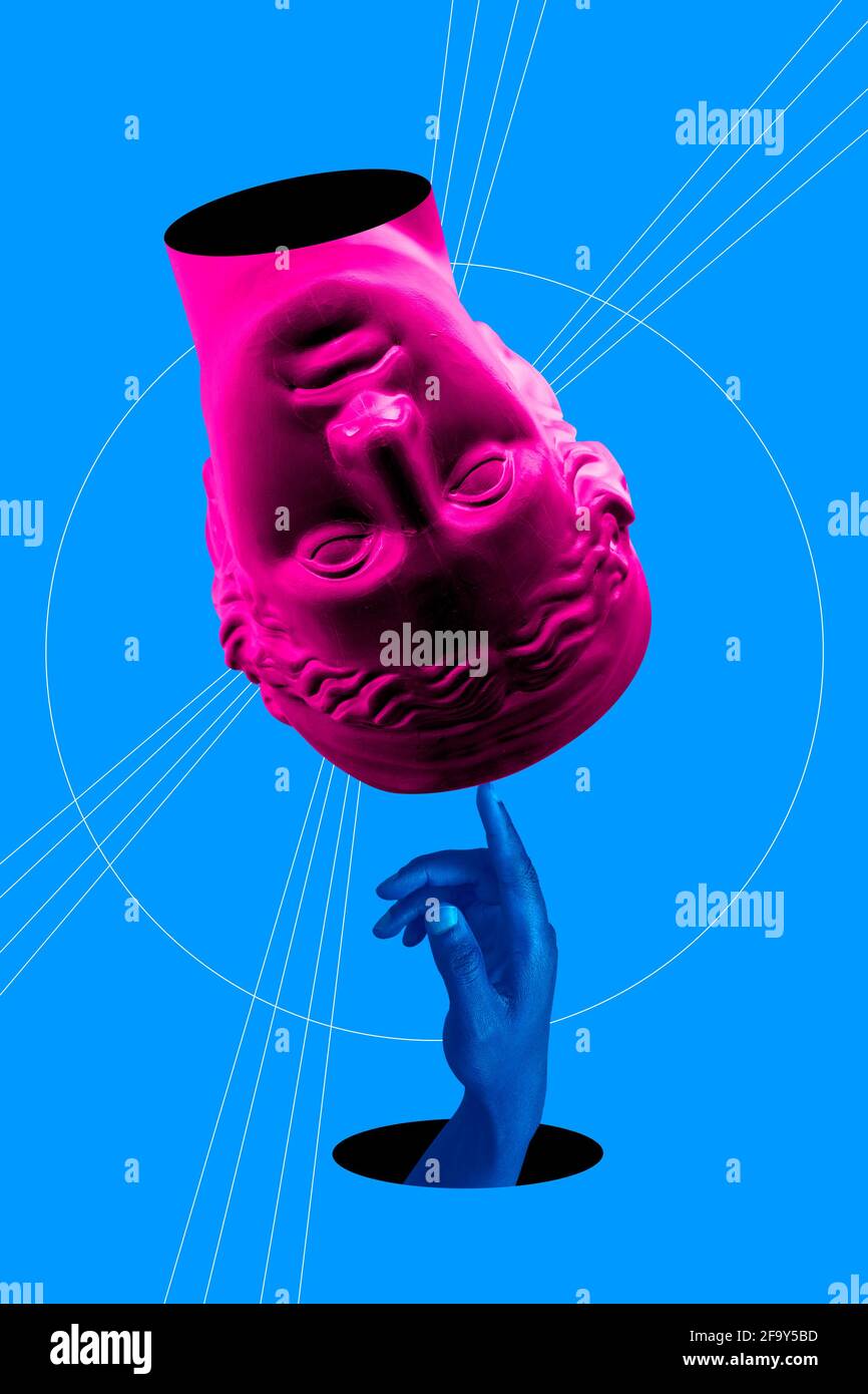 Contemporary art collage with ancient marble statue. Surrealism ...