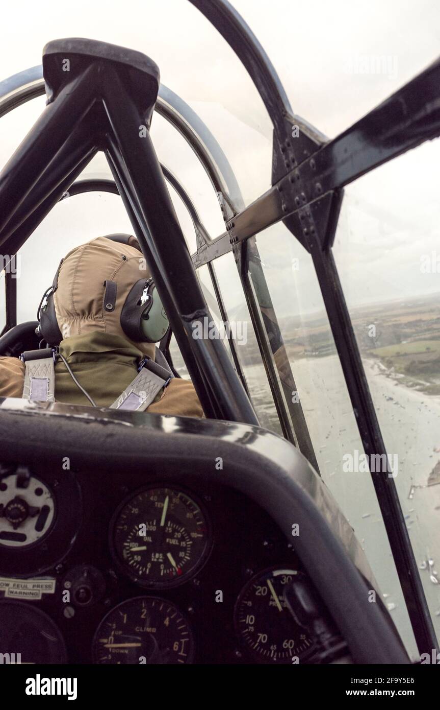 The single-engined Harvard trainer WWII aircraft, this example being ...