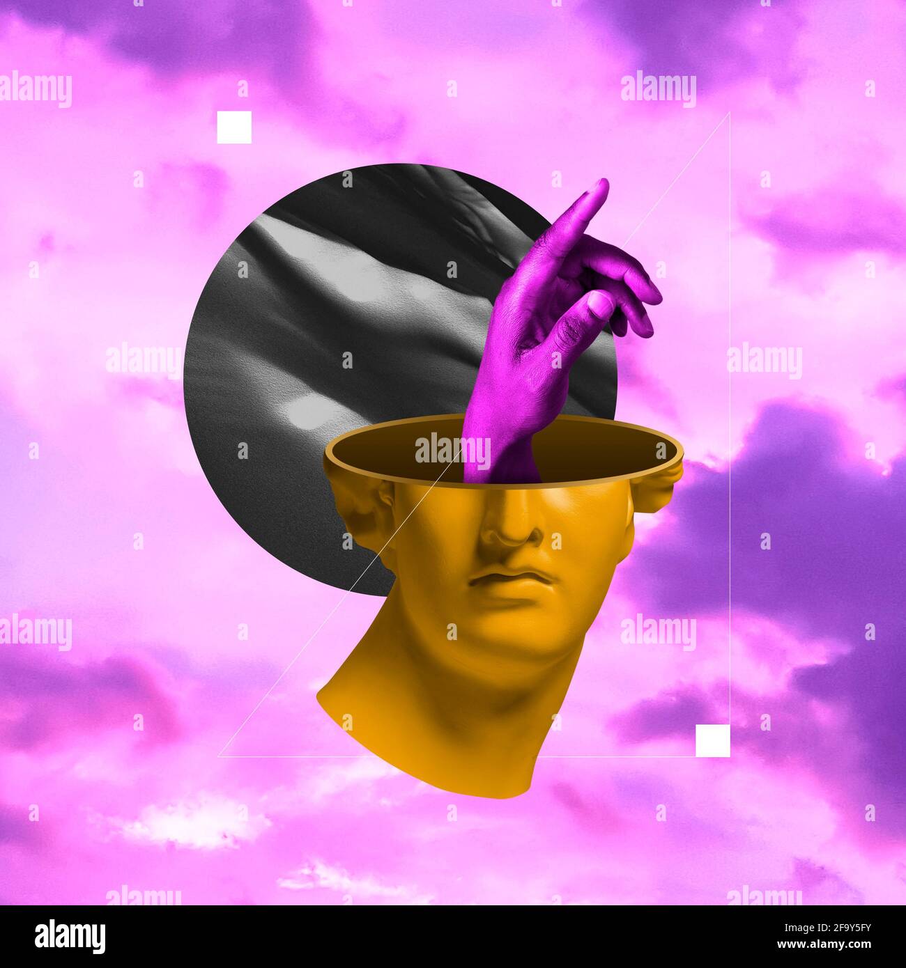 Contemporary art collage with ancient marble statue. Surrealism ...