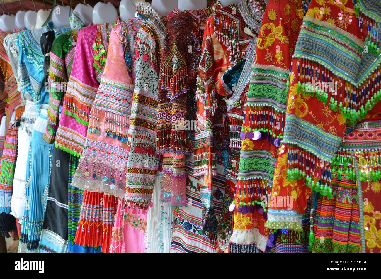 Beautiful traditional and colorful clothes in Vietnam Stock Photo - Alamy