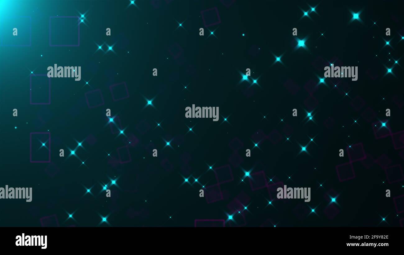 Space with many abstract squares and stars . Computer generated 3d ...