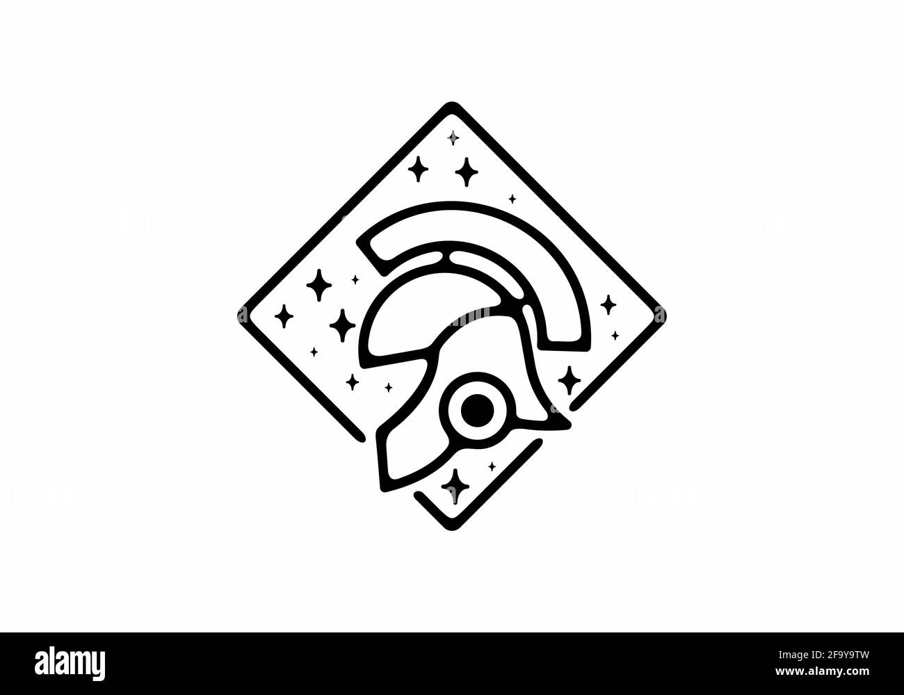 Black line art illustration of warrior sign badge design Stock Vector ...