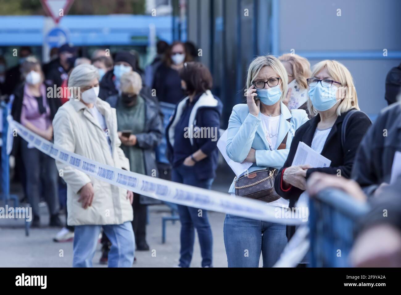 Zagreb, Croatia. 21th April 2021. Organized mass vaccination of ...