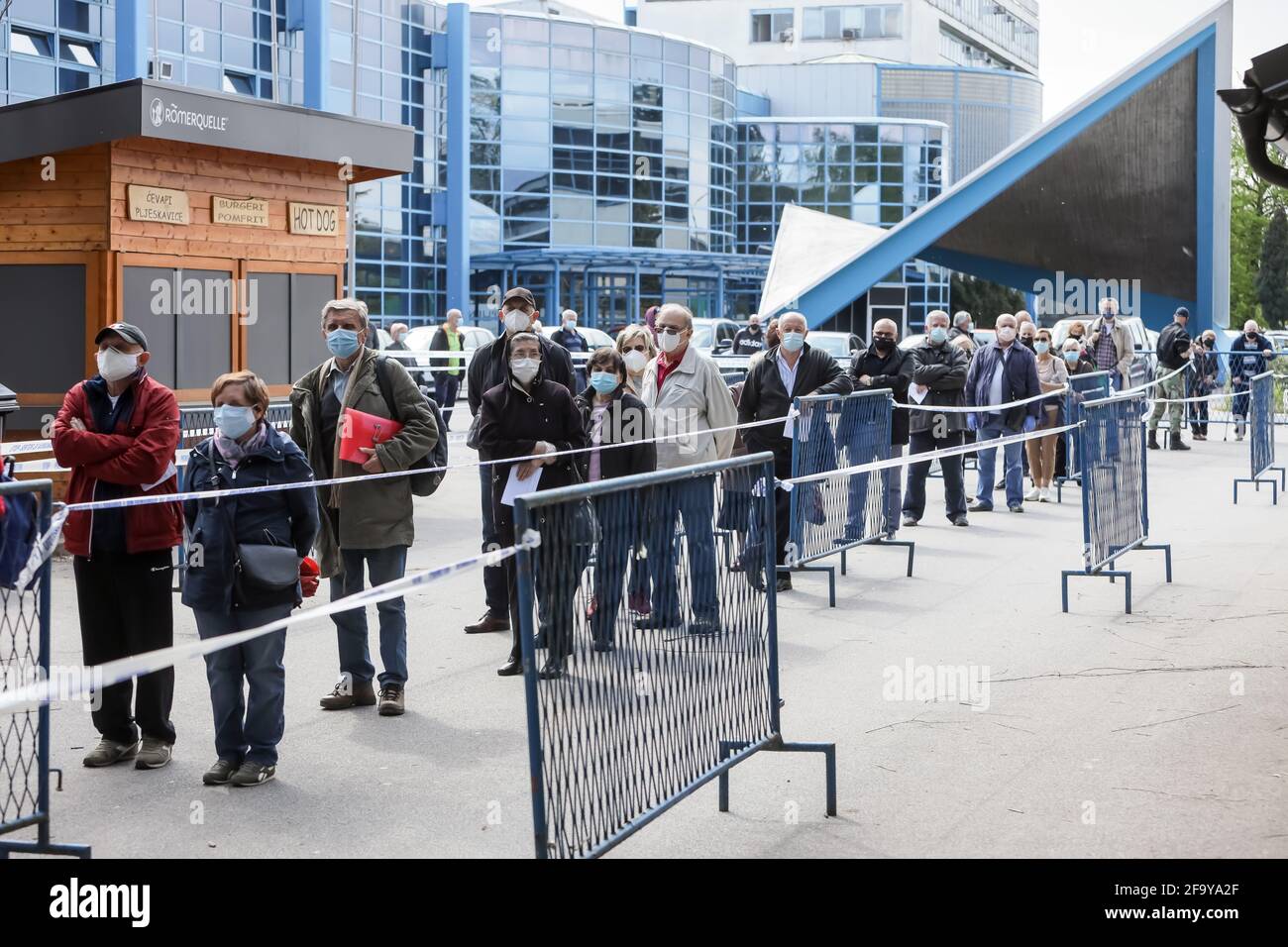 Zagreb, Croatia. 21th April 2021. Organized mass vaccination of ...