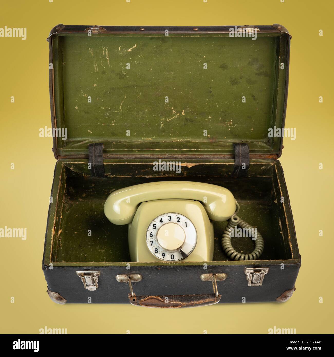 Old phone in leather briefcase hi-res stock photography and images - Alamy