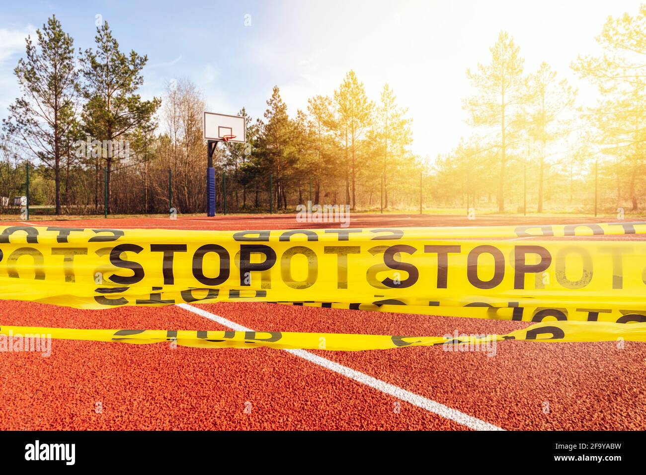 Closed public basketball court. This closure is part of the efforts to ...