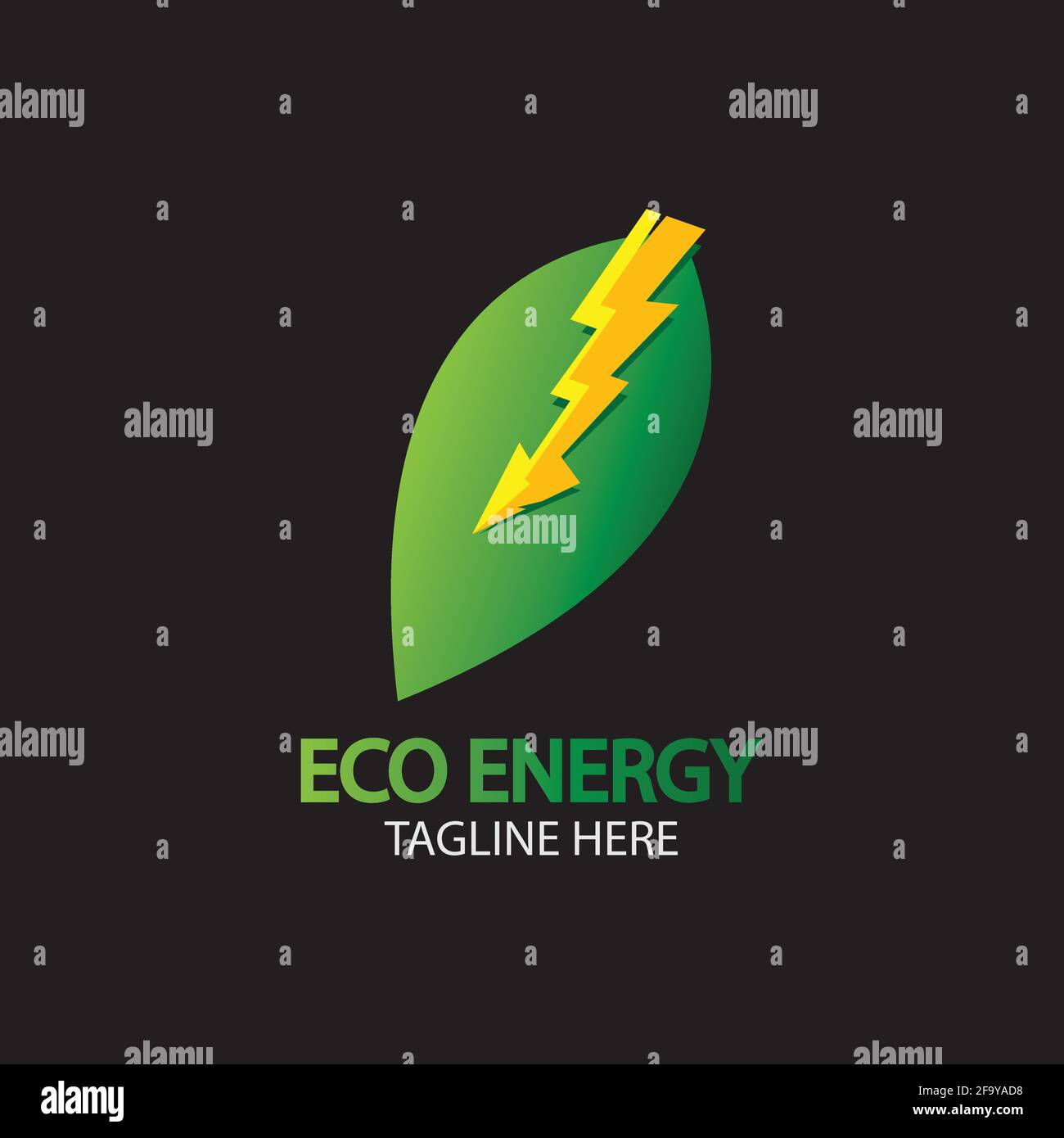 Eco Energy Vector Logo with leaf symbol. Green color with flash or ...