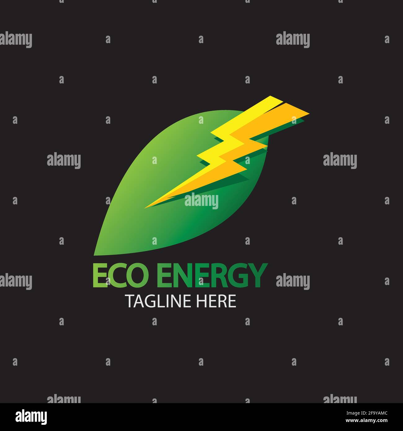 Eco Energy Vector Logo with leaf symbol. Green color with flash or ...