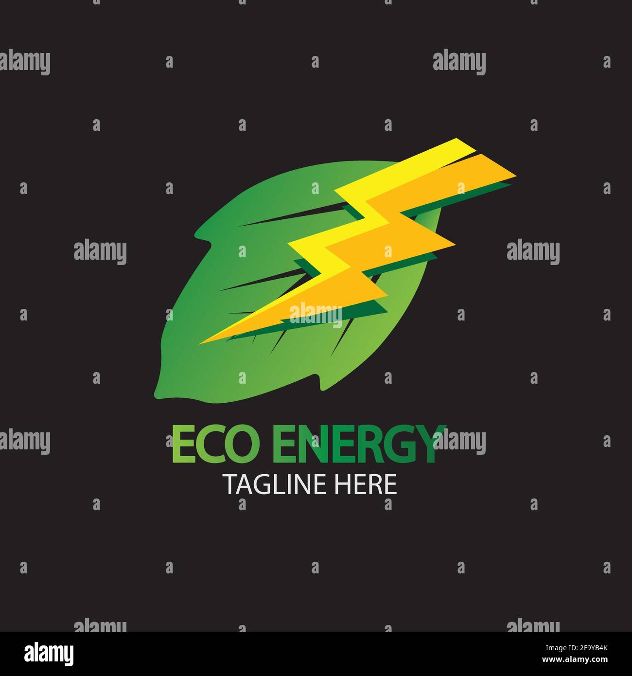 Eco Energy Vector Logo with leaf symbol. Green color with flash or ...
