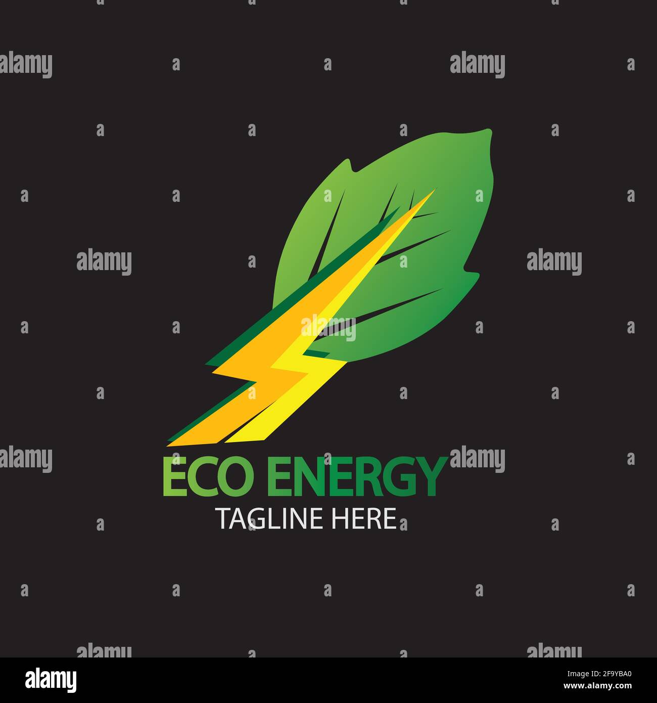 Eco Energy Vector Logo with leaf symbol. Green color with flash or ...