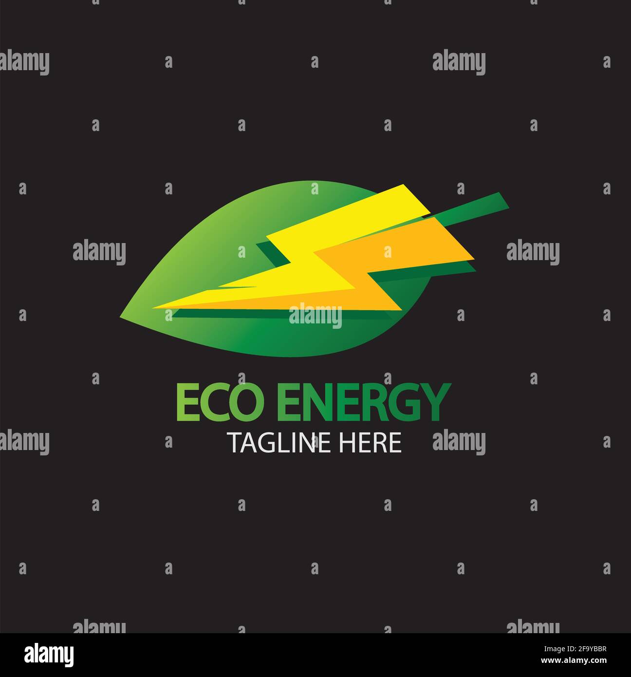 Eco Energy Vector Logo with leaf symbol. Green color with flash or ...