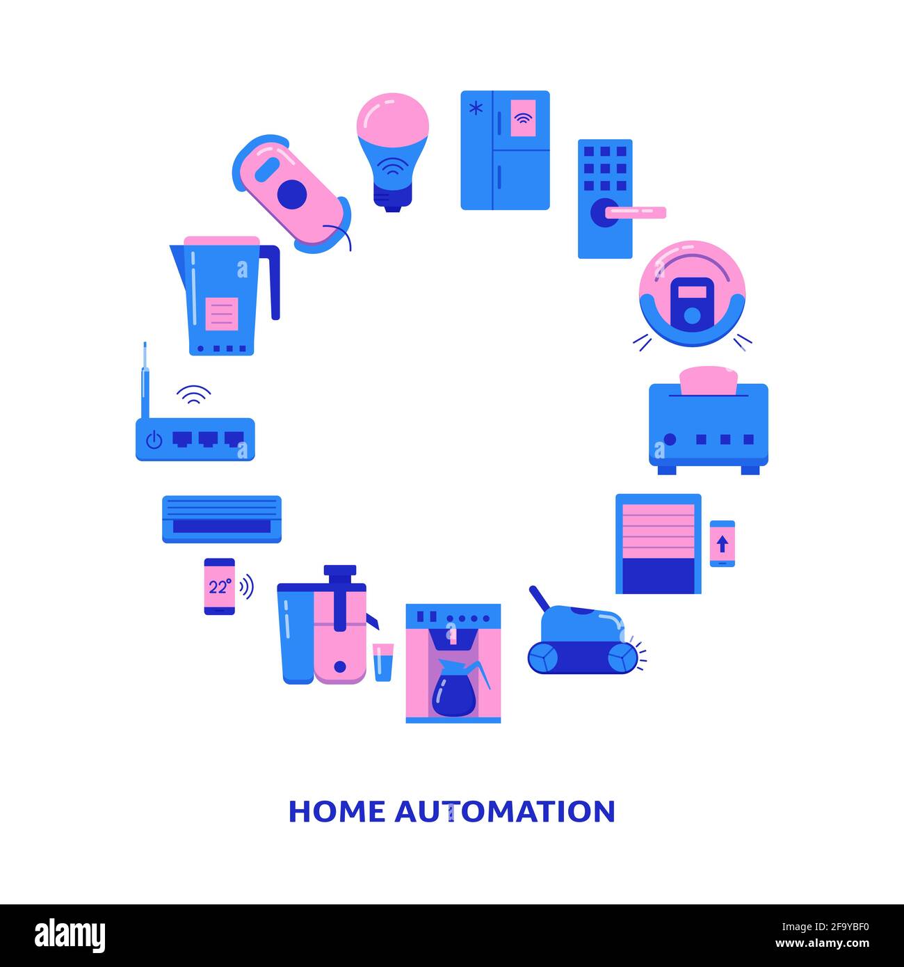 Home automation round frame banner with place for text. Poster with ...