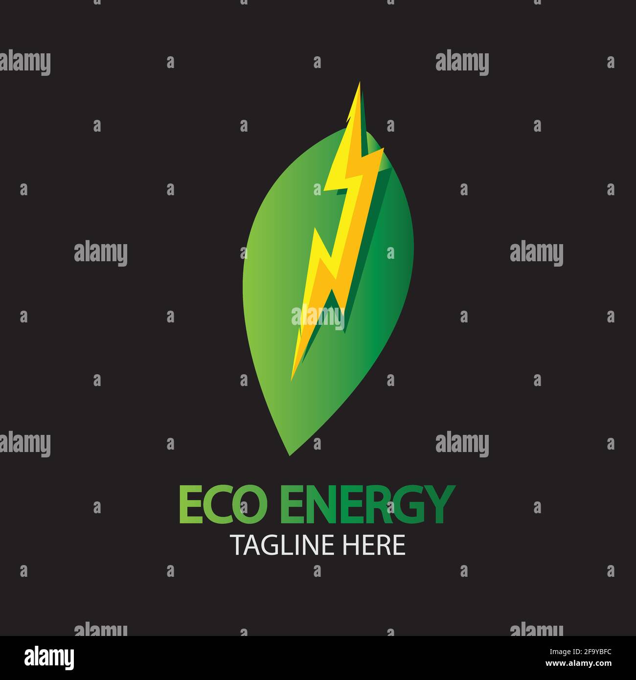 Eco Energy Vector Logo with leaf symbol. Green color with flash or ...
