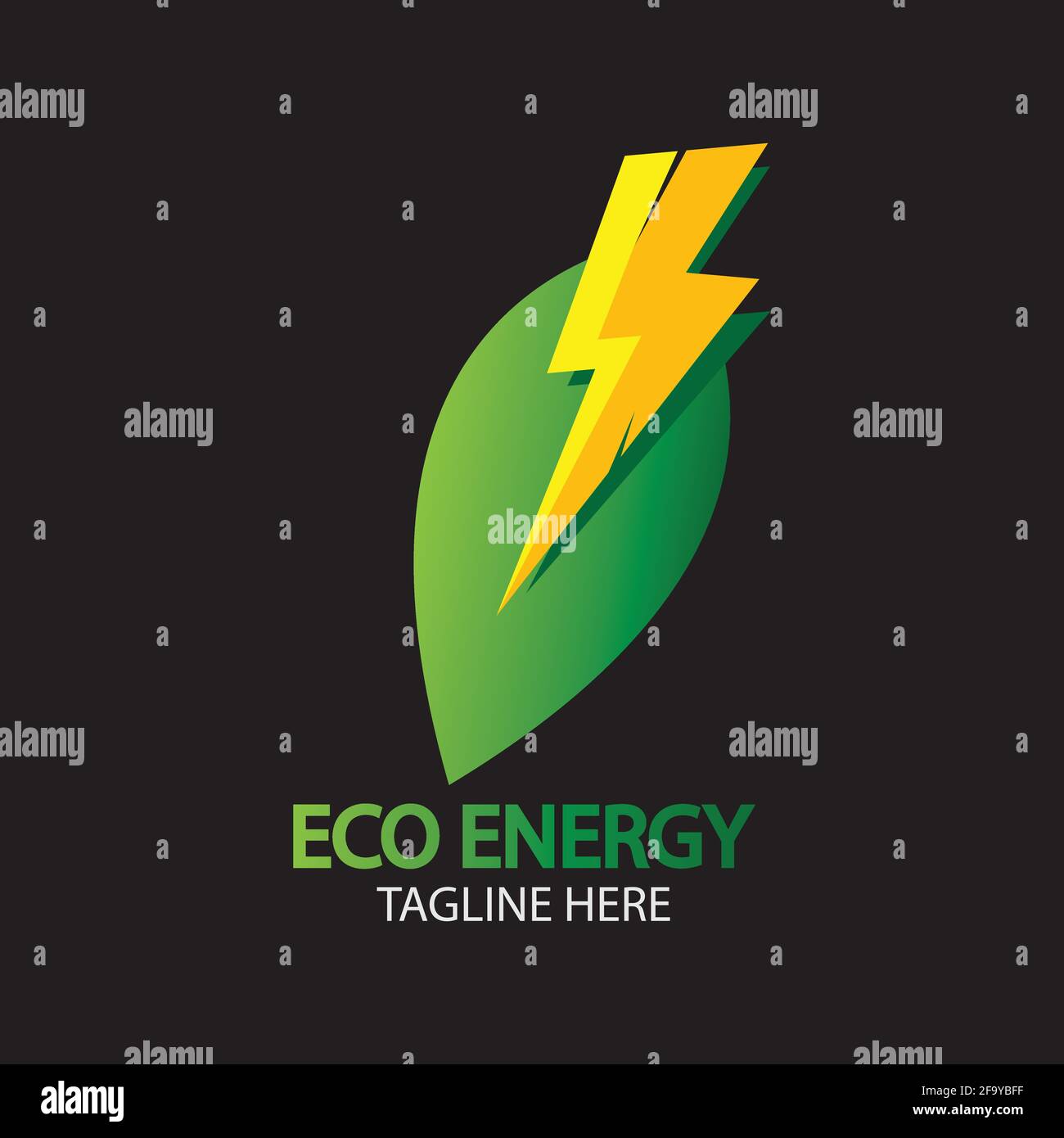 Eco Energy Vector Logo with leaf symbol. Green color with flash or ...
