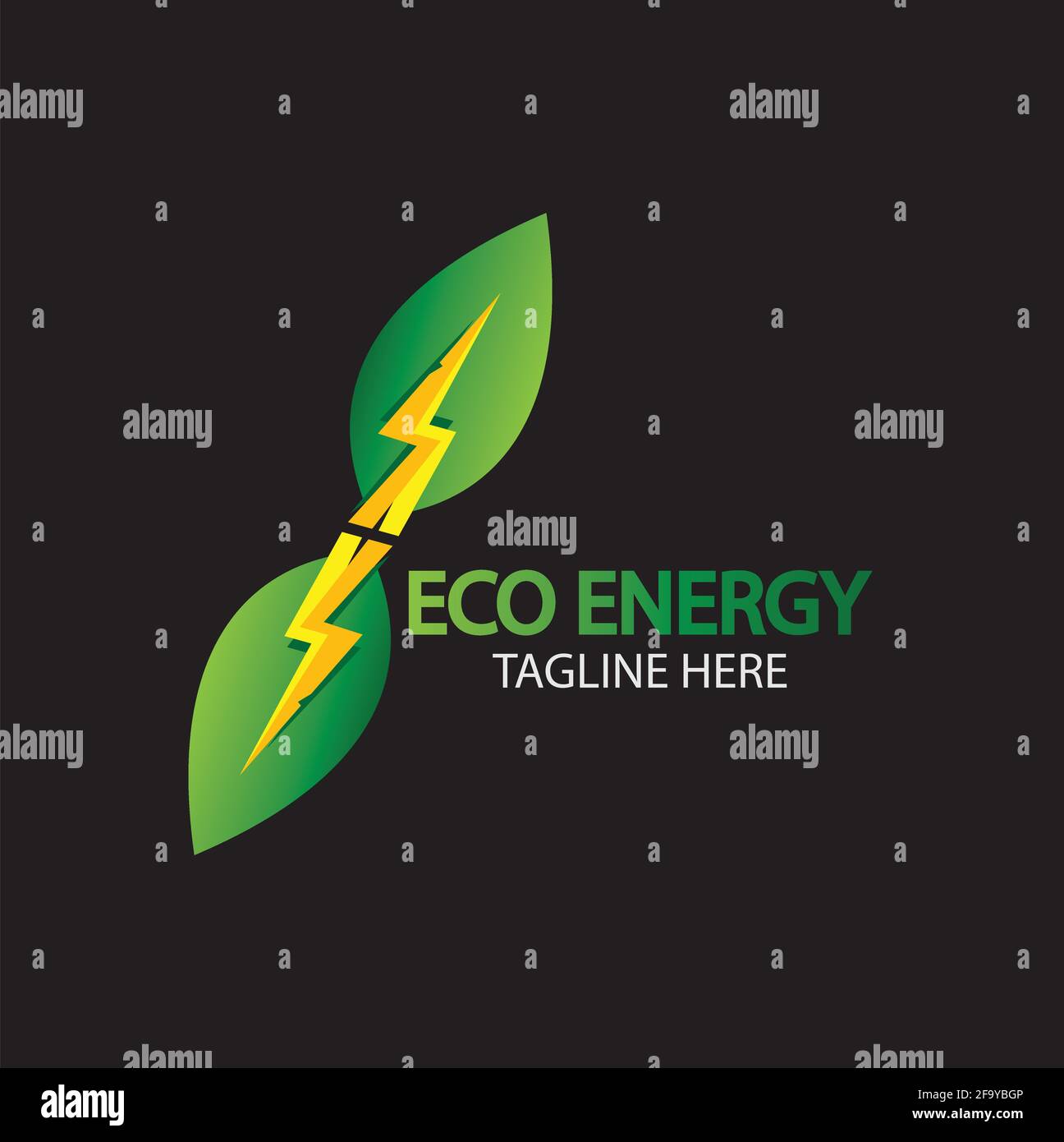 Eco Energy Vector Logo with leaf symbol. Green color with flash or ...