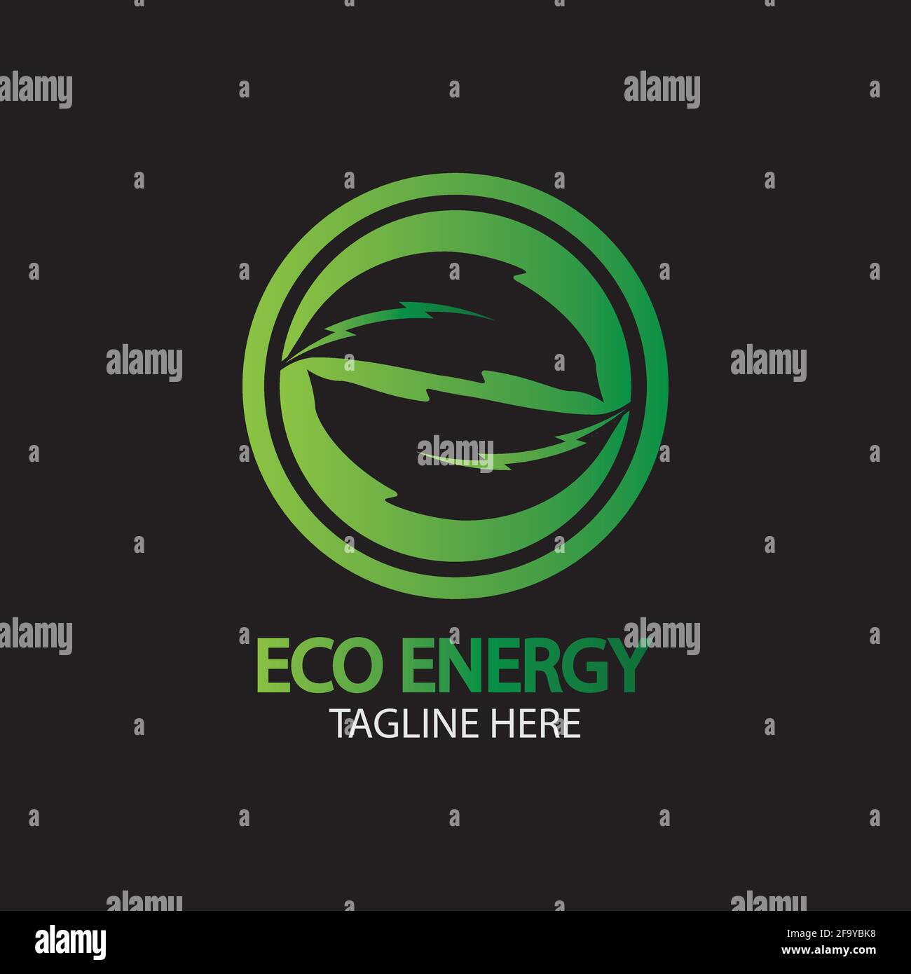 Eco Energy Vector Logo with leaf symbol. Green color with flash or ...