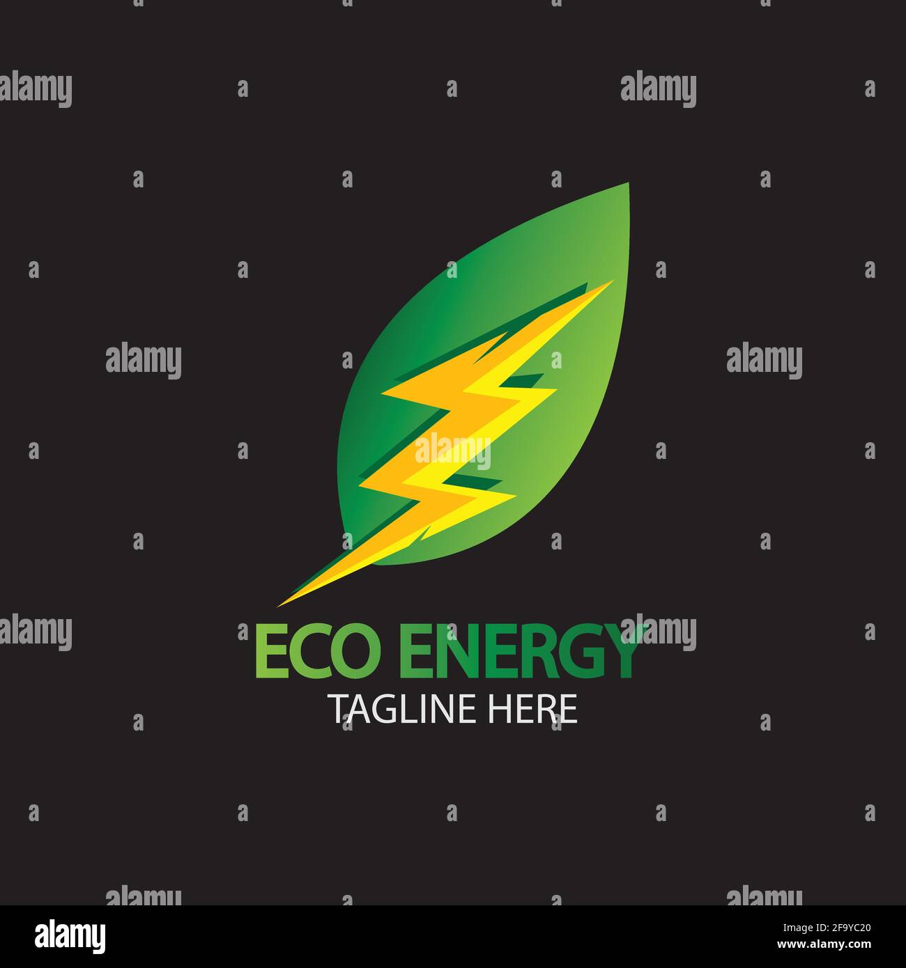 Eco Energy Vector Logo with leaf symbol. Green color with flash or ...