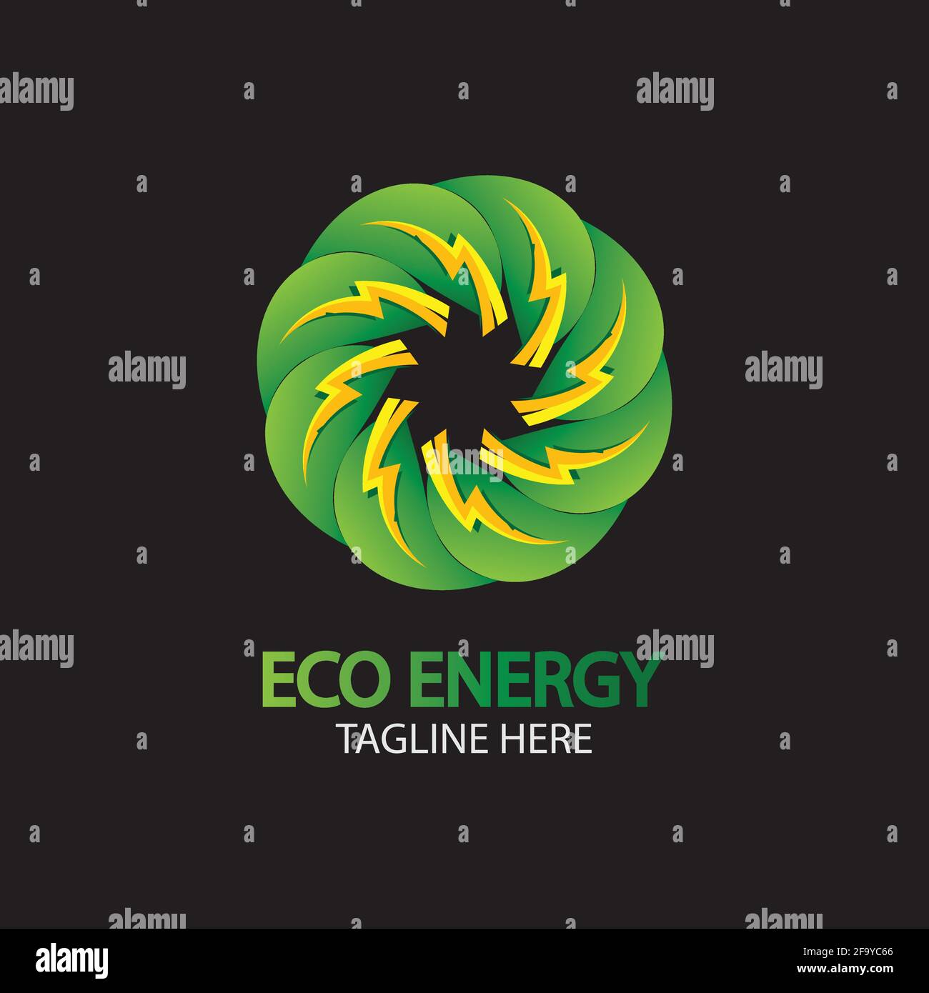 Eco Energy Vector Logo with leaf symbol. Green color with flash or ...