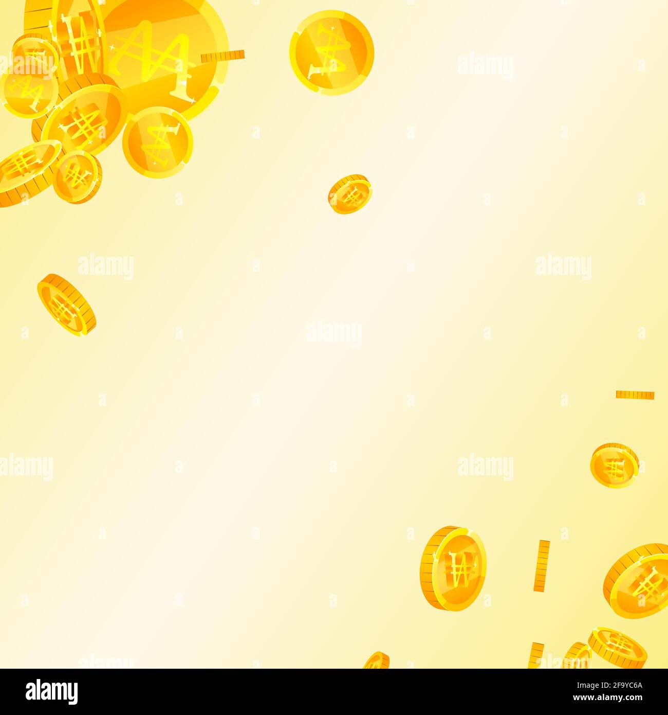 Korean won coins falling. Adorable scattered WON coins. Korea money ...