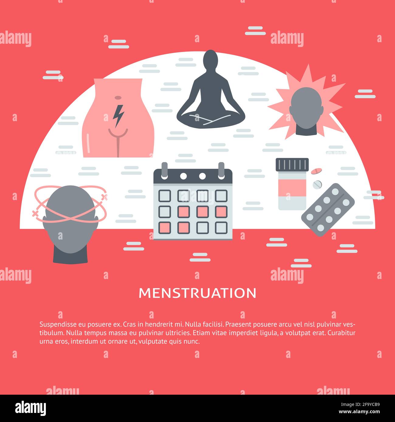 Menstruation concept banner in flat style with place for text ...