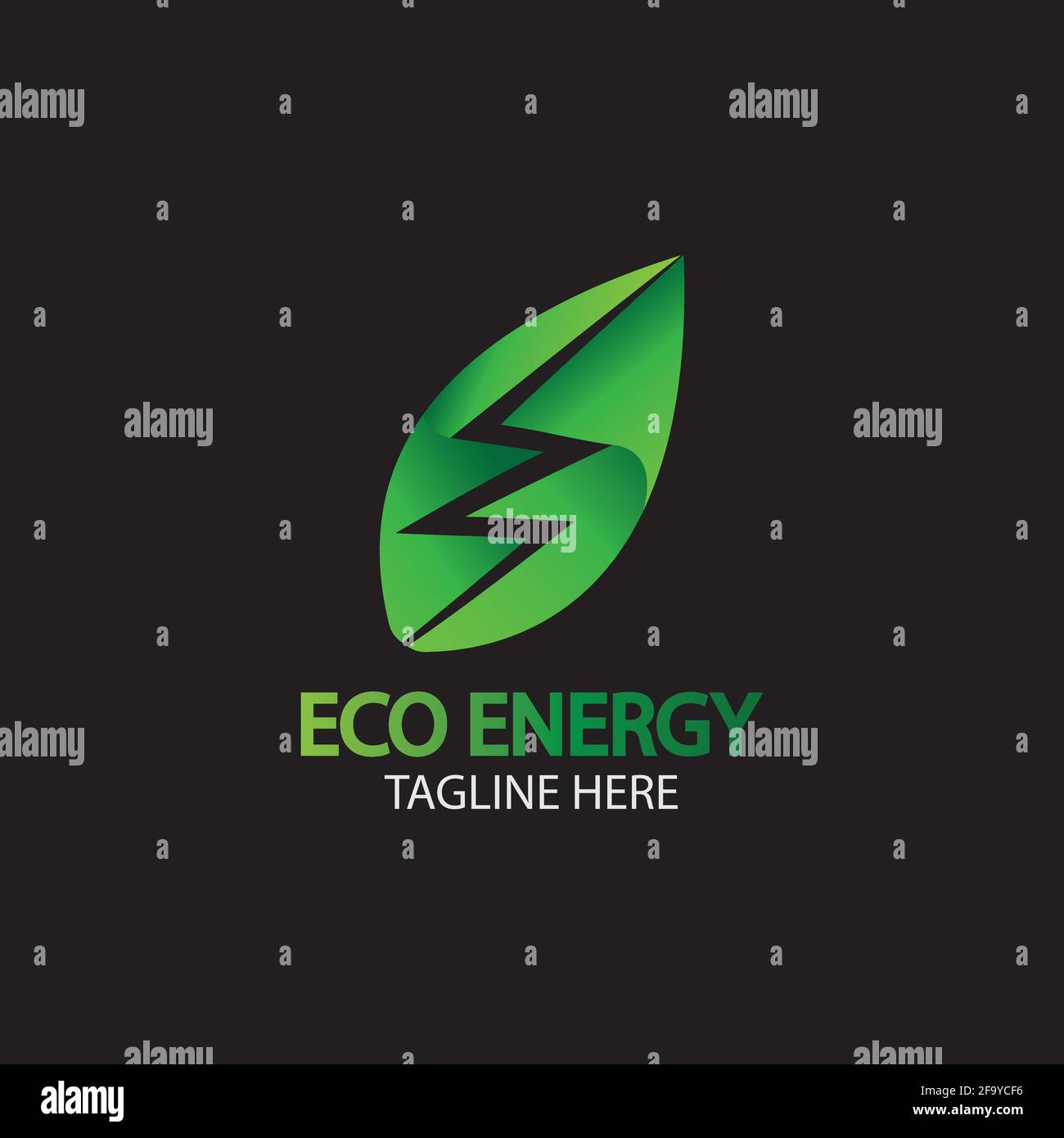Eco Energy Vector Logo with leaf symbol. Green color with flash or ...