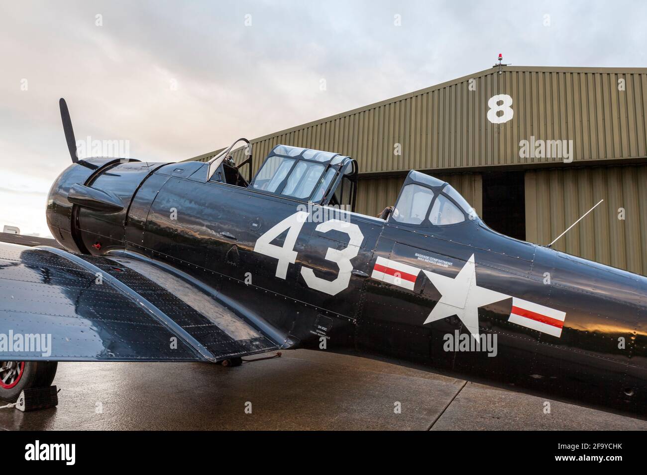 The single-engined Harvard trainer WWII aircraft, this example being ...