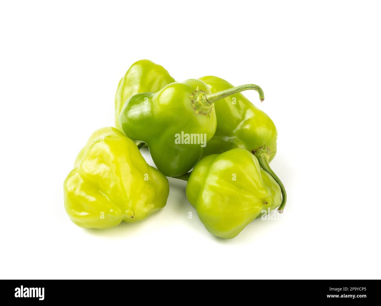 Green cambuci peppers isolated over white background. Typical brazilian ...