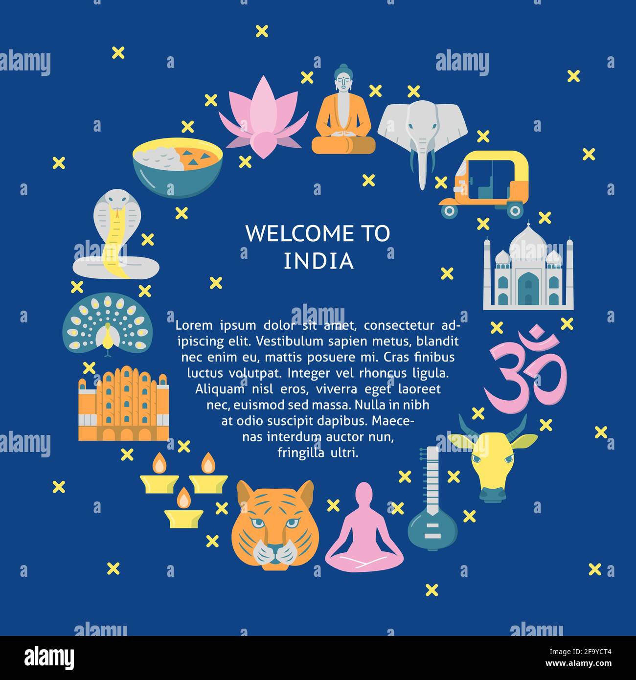 Welcome to India concept banner in flat style with place for text ...