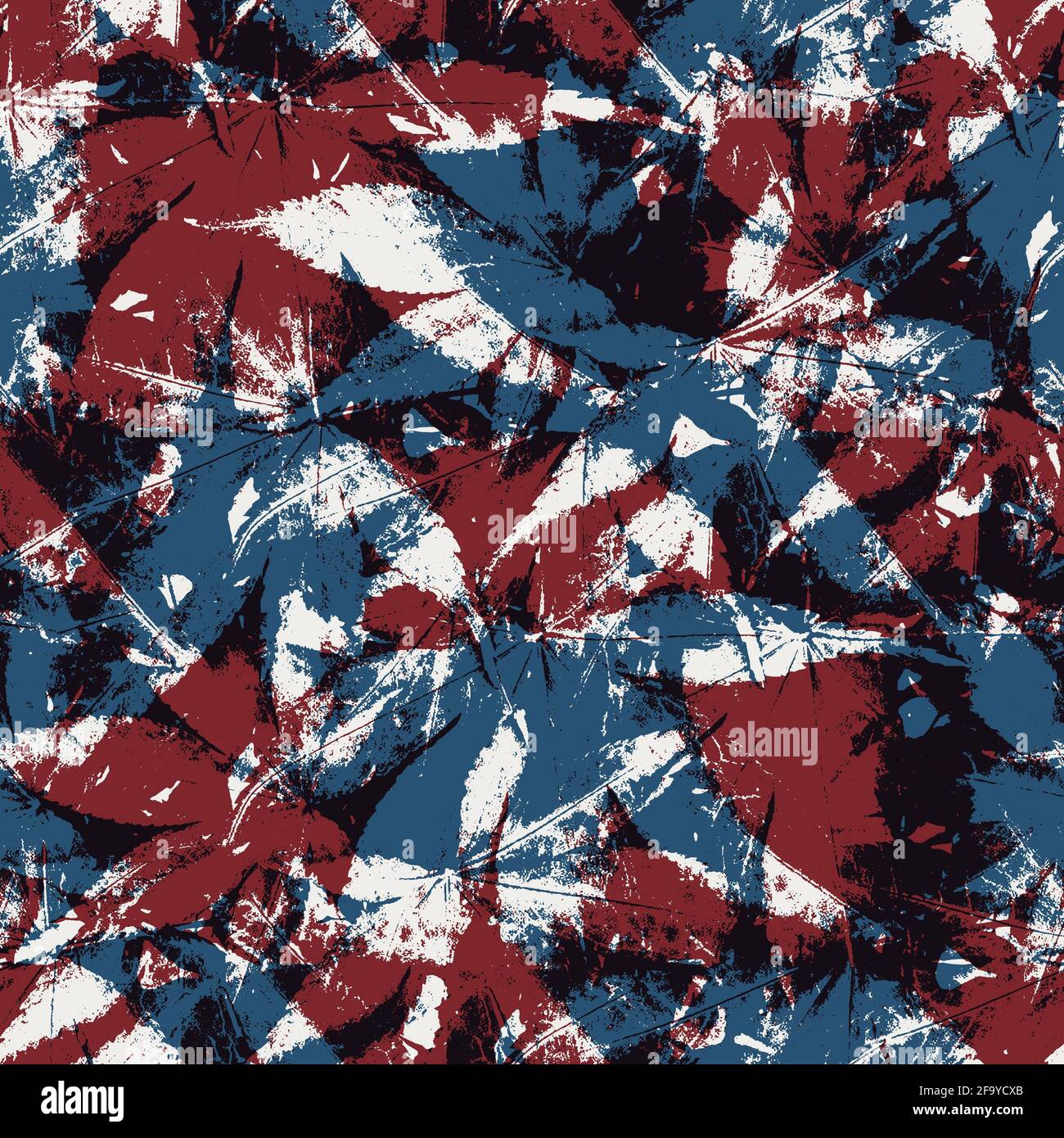 Seamless leaf pattern in red blue black white Stock Photo - Alamy